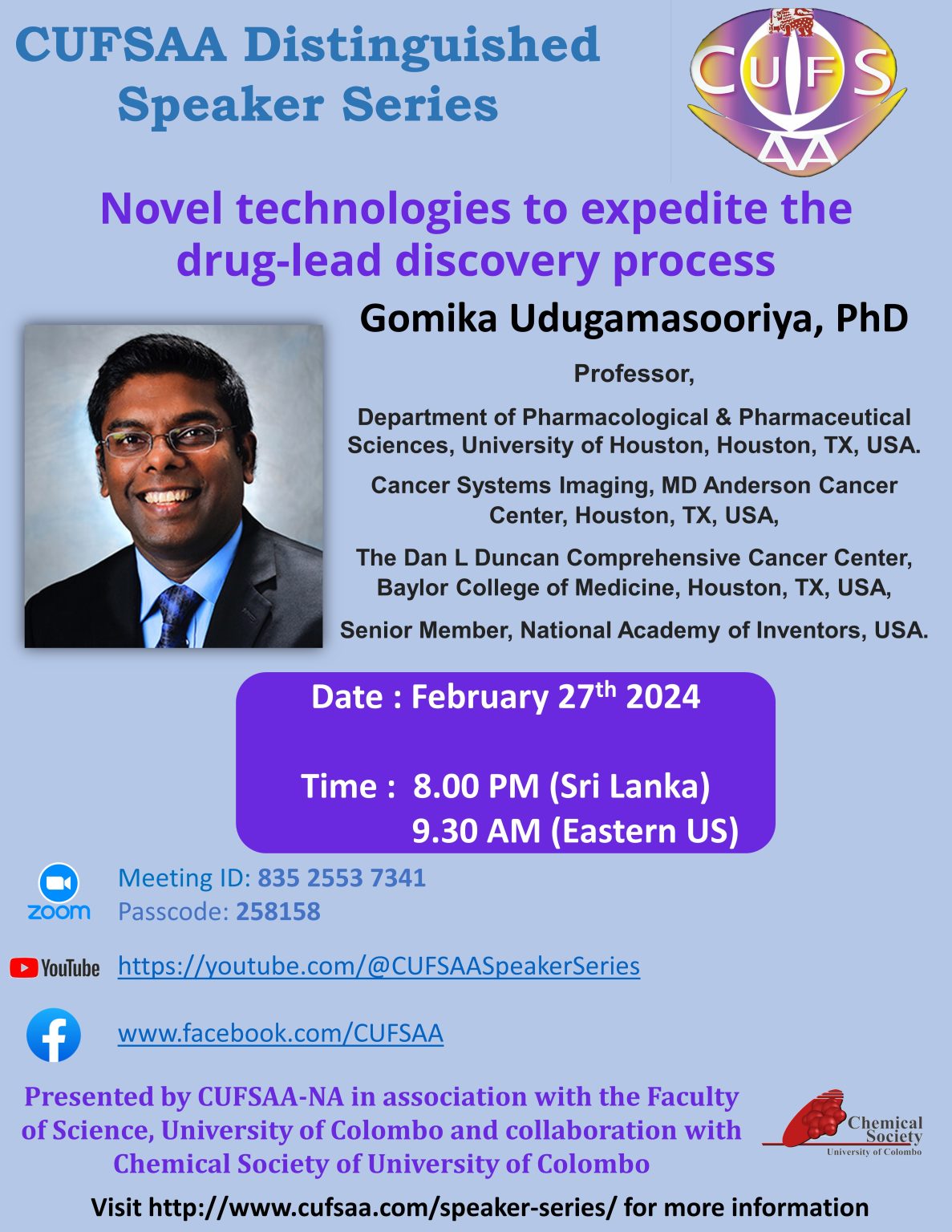 Distinguished Speaker Series – Talk 10 – Gomika Udugamasooriya (Concluded) – CUFSAA-NA